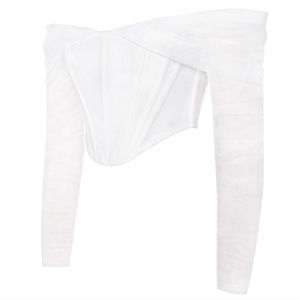 Miss Circle | Tops | Yeimy White Corset Top With Mesh Sleeve | Poshmark